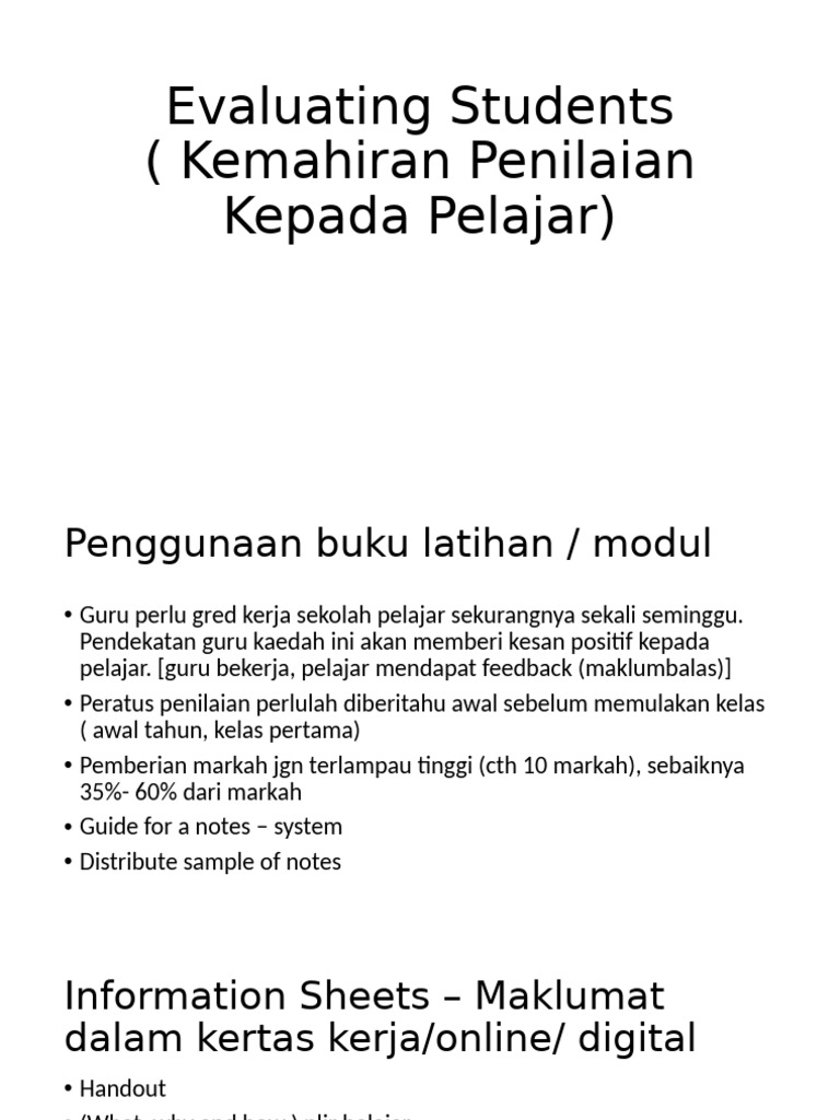 Evaluating Students ( Kemahiran Penilaian Kepada Pelajar) | PDF