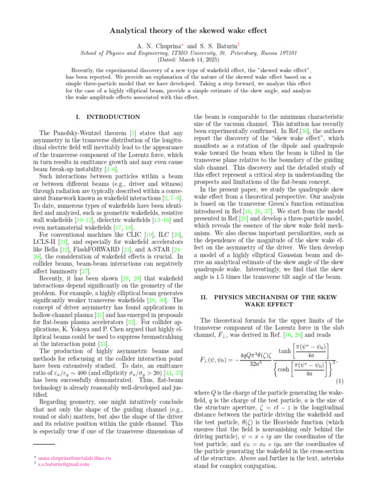 Skewed Wake Effect in Beam Physics | PDF | Physical Phenomena | Physics