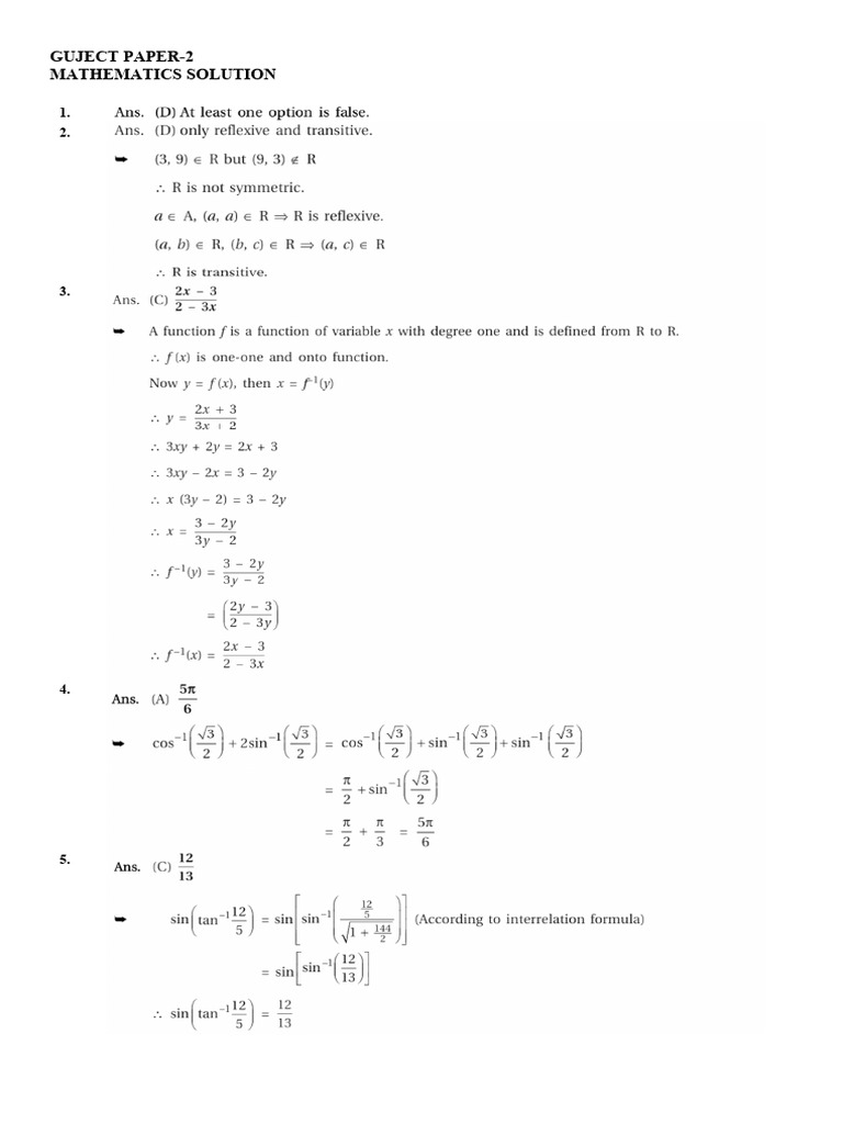 Sol. Xii-Gujcet MP 16.03.2025 Paper-2 | PDF