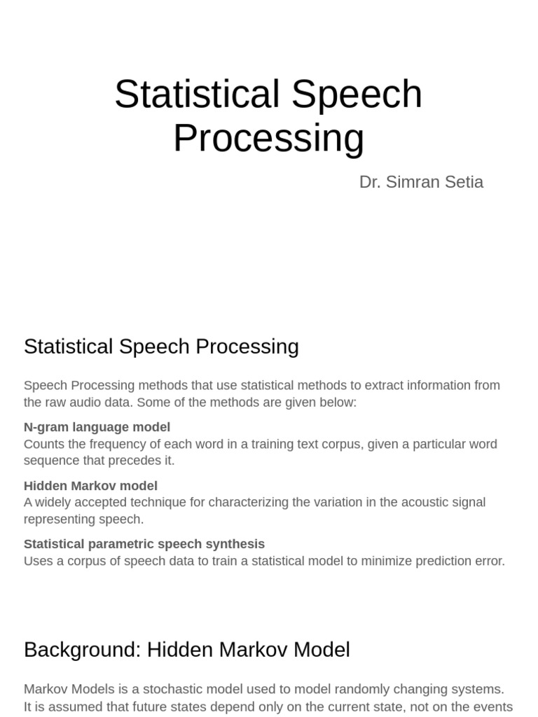 Statistical Speech Processing | PDF | Markov Chain | Normal Distribution