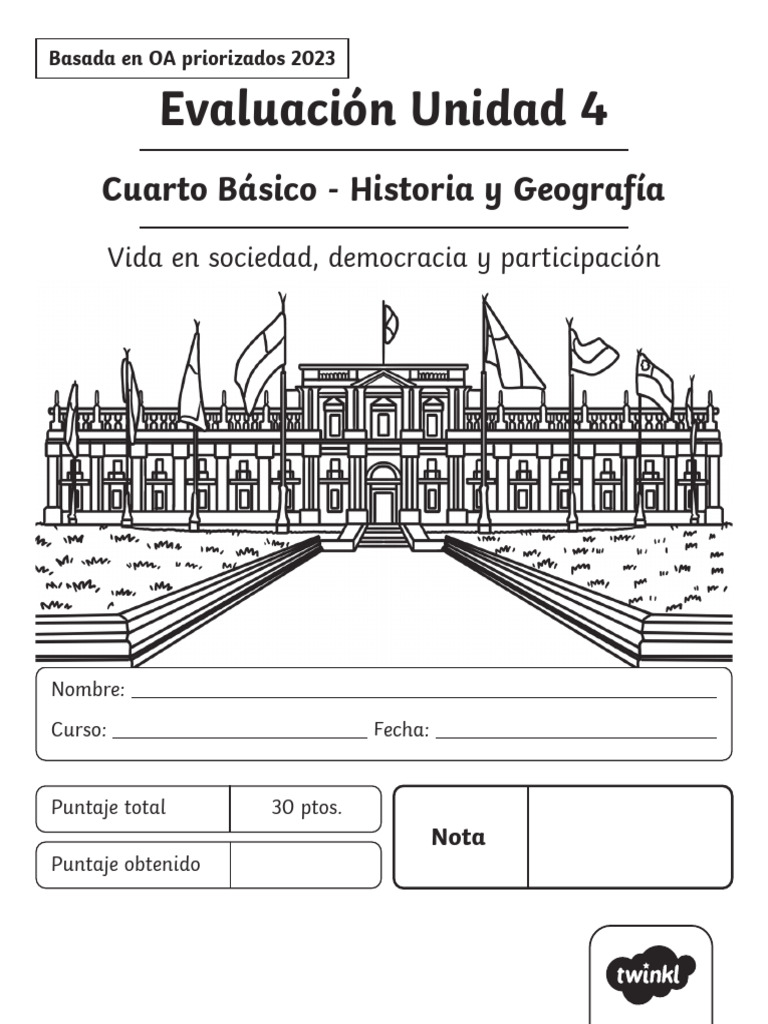 Evaluación Historia y Geografía 4° Básico | PDF | Democracia ...