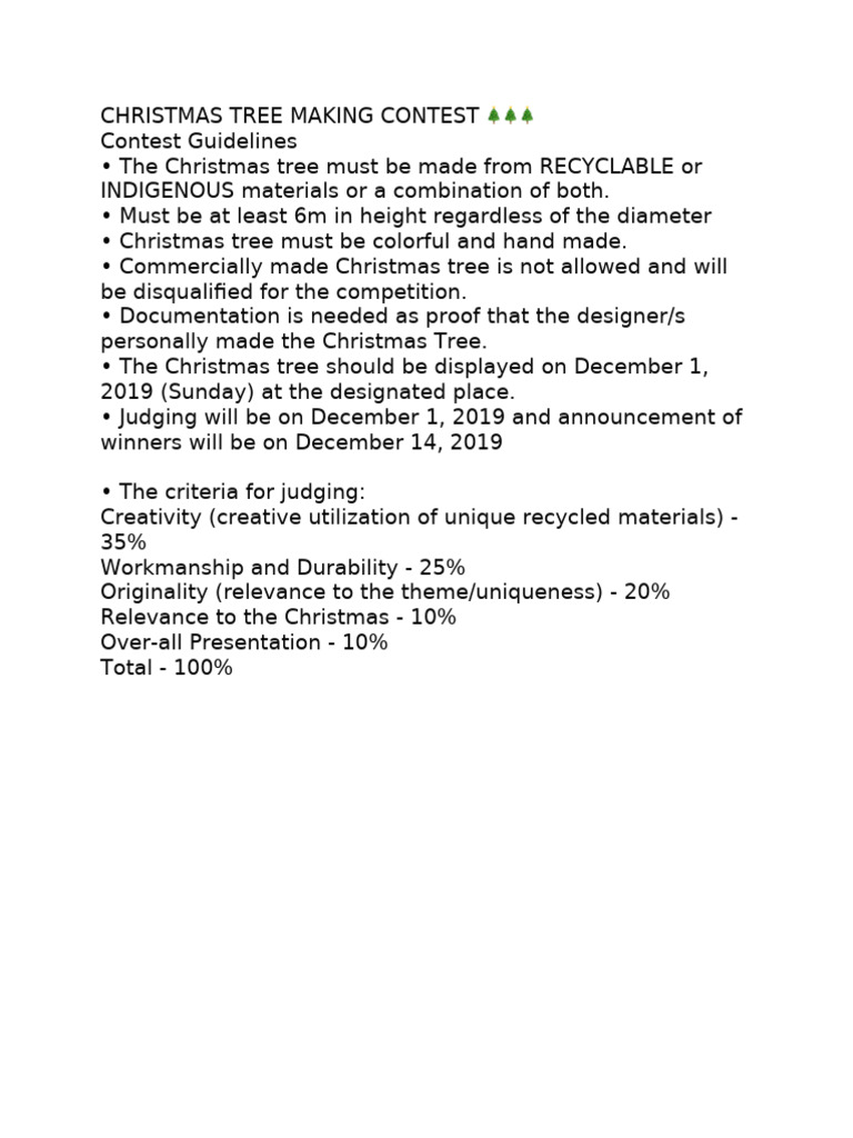 Recycled Christmas Tree Contest Rules | PDF