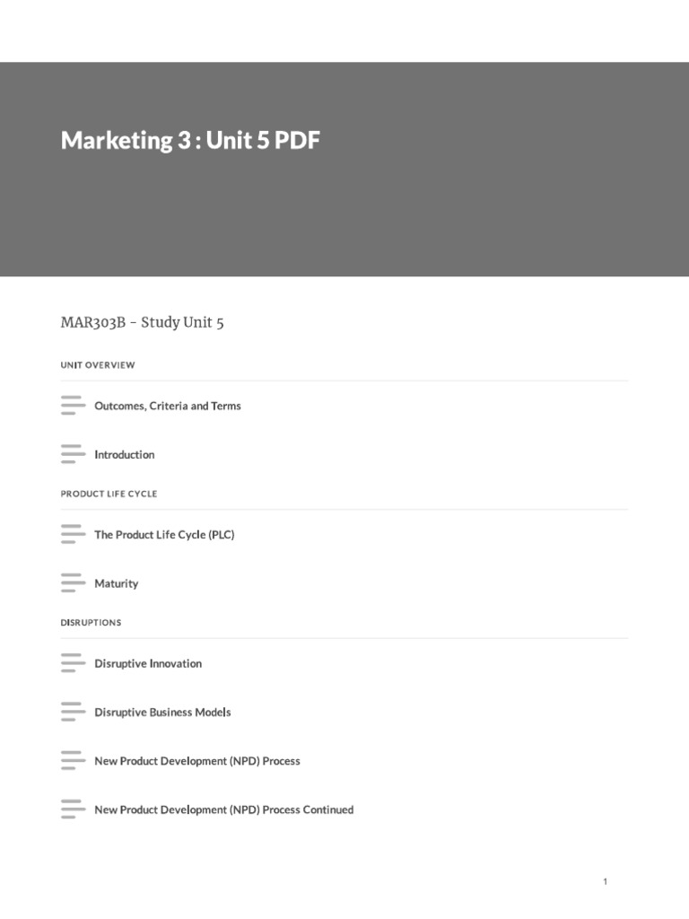 Marketing 3 Study Unit 5 | PDF