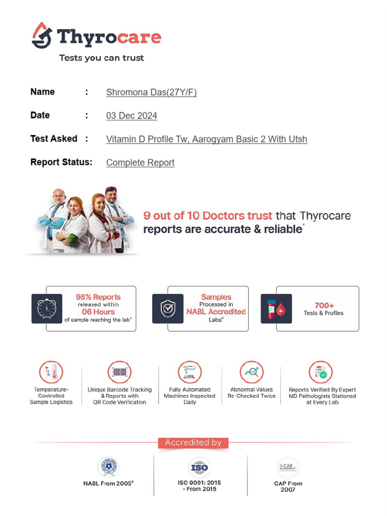 Lipid Profile Report from Thyrocare | PDF | White Blood Cell | Hematology