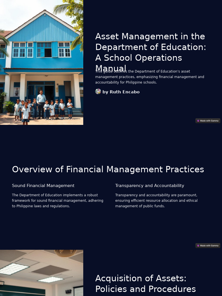 Asset Management in The Department of Education A School Operations ...