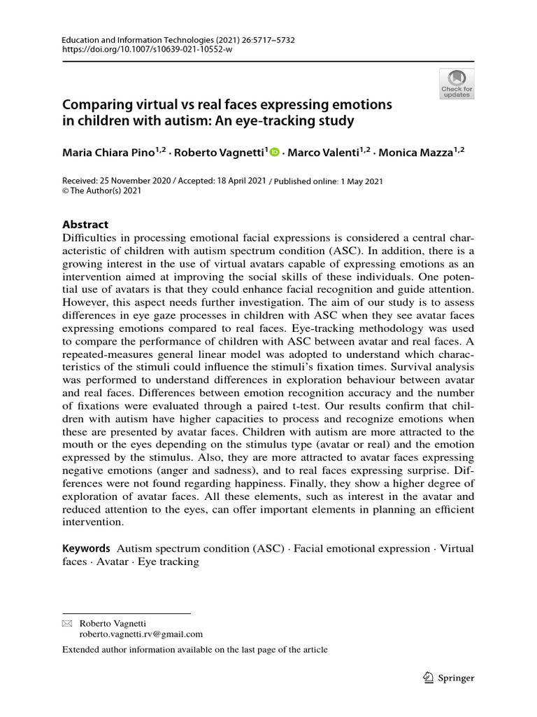Comparing Virtual Vs Real Faces Expressing Emotions | PDF | Emotions ...