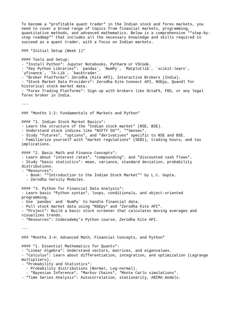 To Become A Profitable Quant Trader | PDF | Algorithmic Trading ...