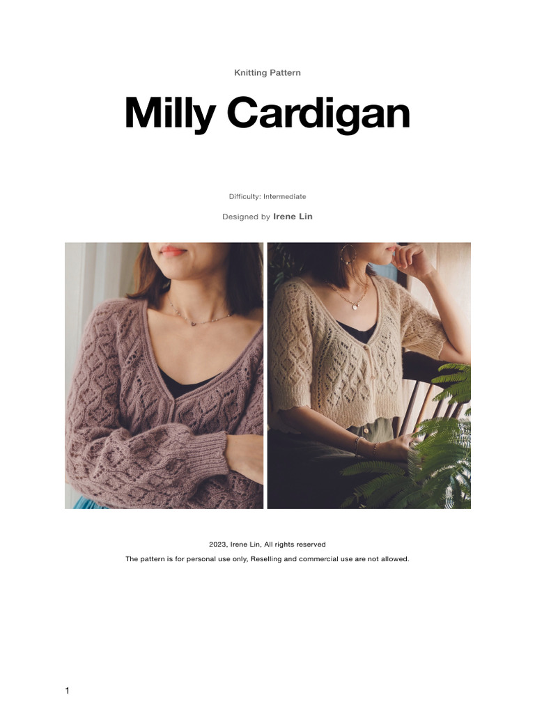Milly Cardigan En202309 | PDF | Knitting | Gauge (Knitting)