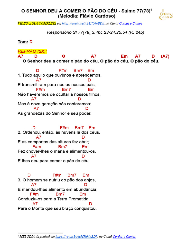 Pão do Céu: Salmo 77 em Vídeo-Aula | PDF