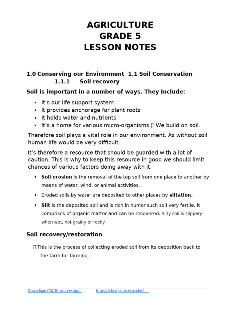Grade 5-Agriculture-Lesson-Notes-2021-2022 | PDF | Vegetables | Mulch