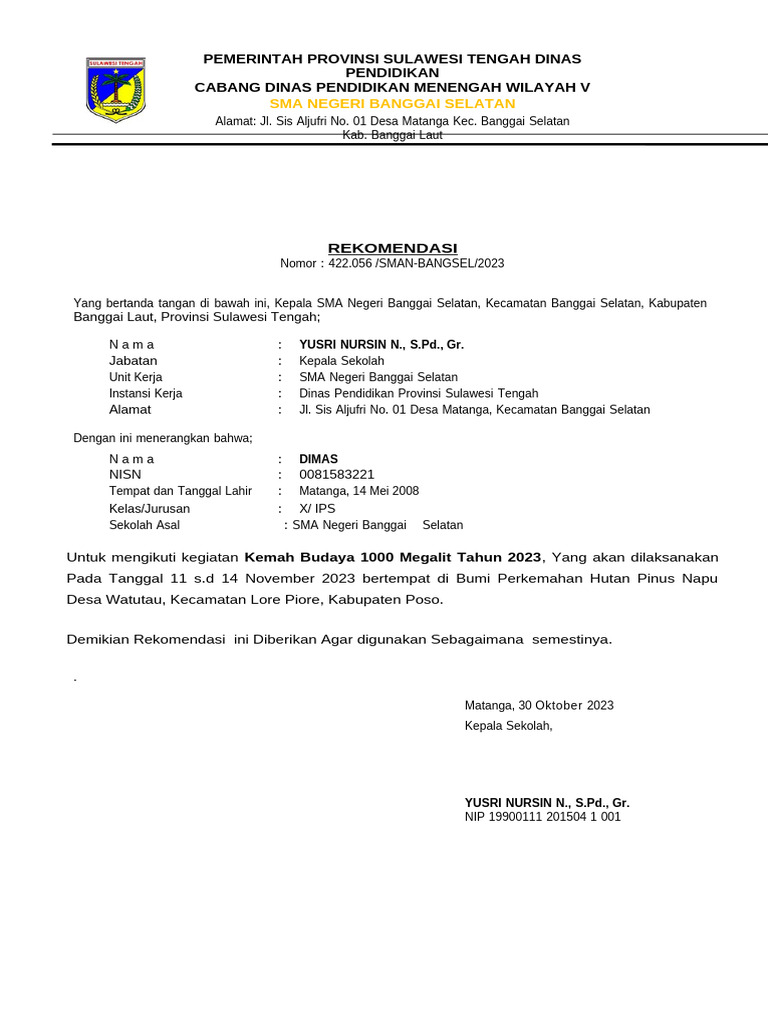 REKOMENDASI Dimas | PDF