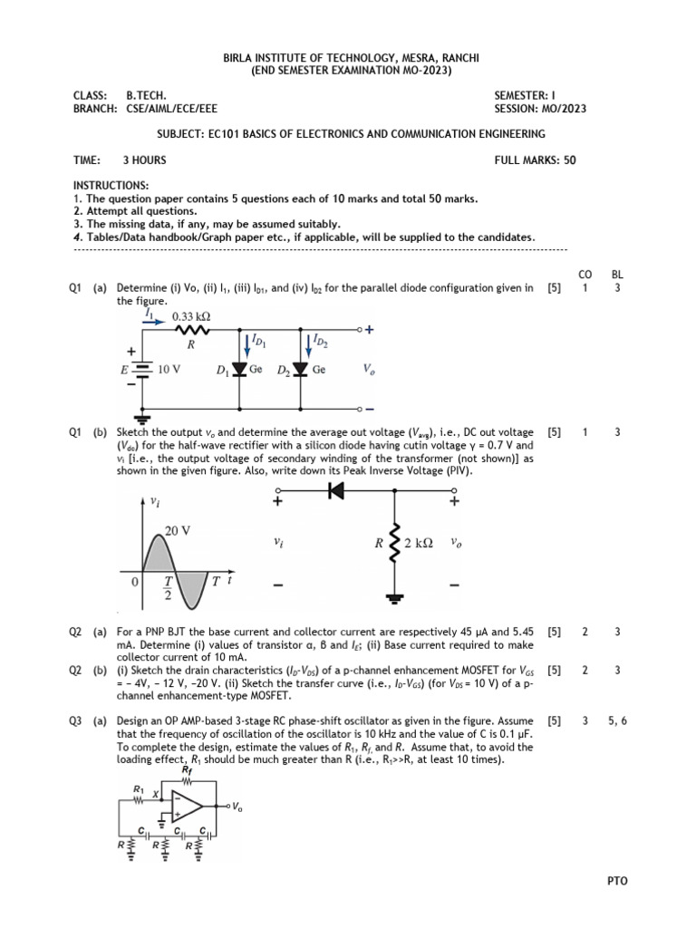 Ec101 Basics of Electronics and Communication Engineering - End - Mo23 | PDF | Modulation ...