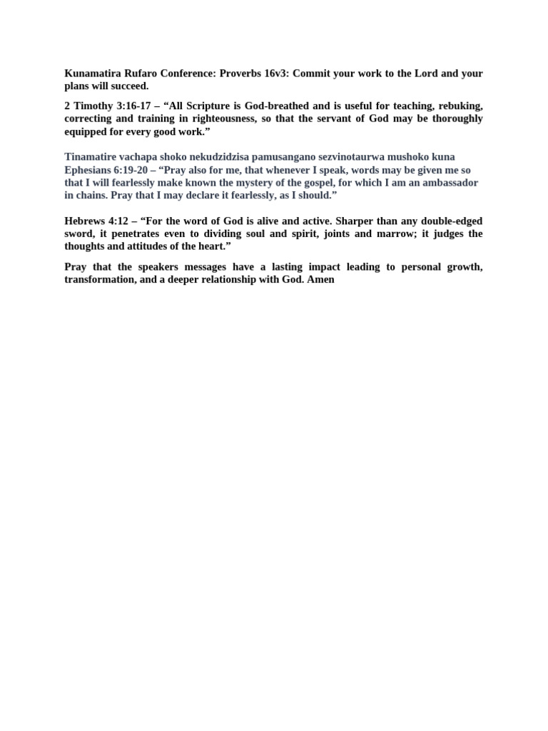 Rufaro Conference: Commit to the Lord | PDF
