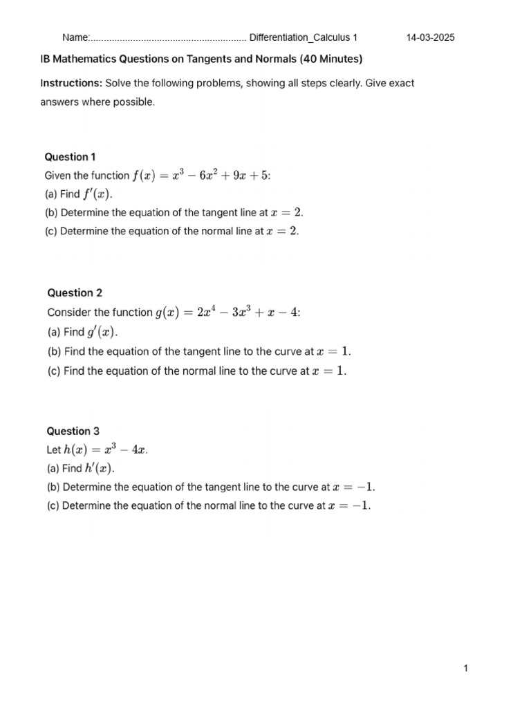 Differentiation_Calculus 1 14-03-2025 | PDF