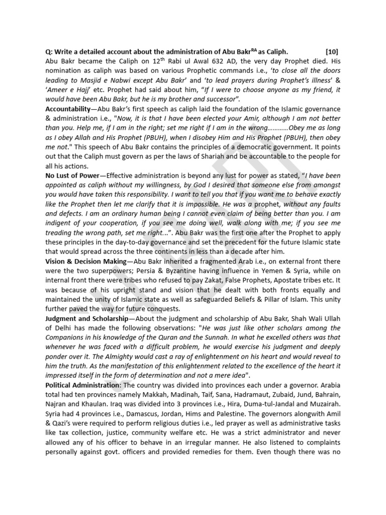 Abu Bakr Administration | PDF | Muhammad | Abrahamic Religions
