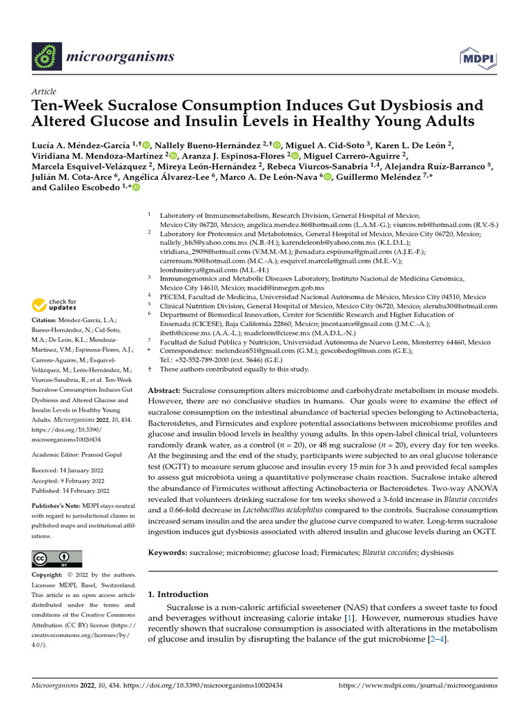 Ten-Week Sucralose Consumption Induces Gut Dysbiosis and | PDF ...