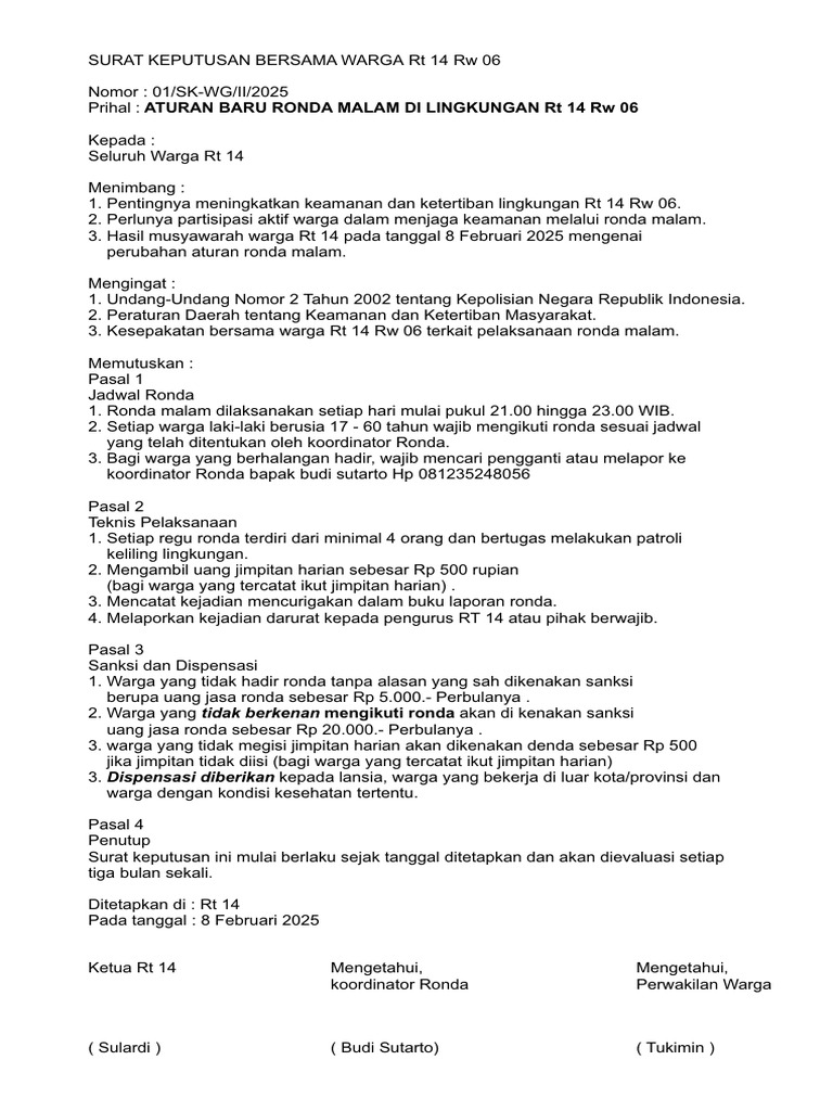 Surst Keputusan Bersama Ronda | PDF