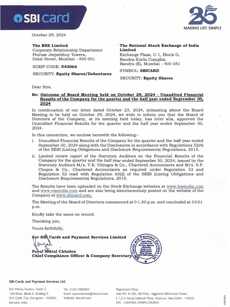 October 29, 2024: Scrip Code | PDF | Expense | Equity (Finance)