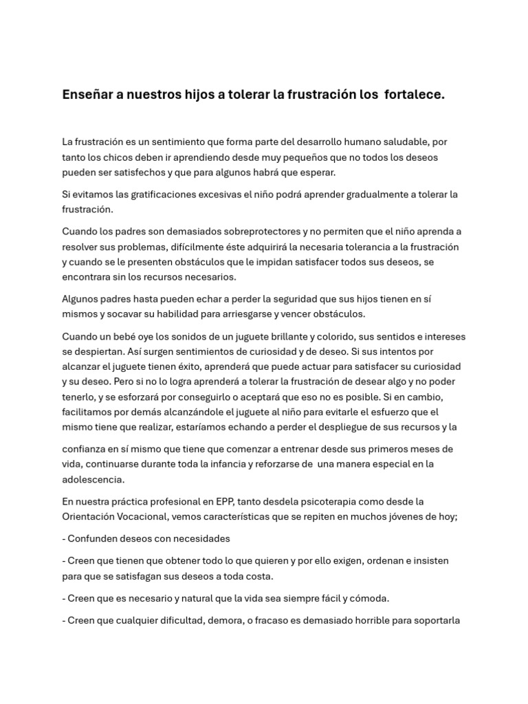 Tolerancia A La Frustracion 3 | PDF | Tolerancia | Ciencias del comportamiento