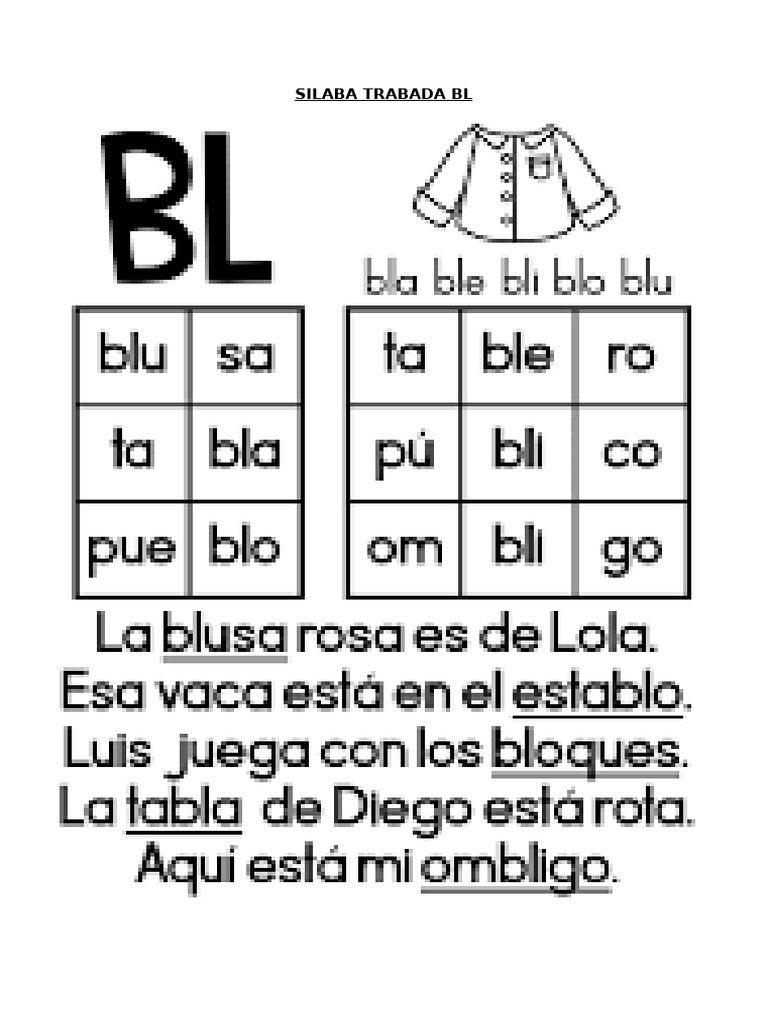 Silaba Trabada BL 1 Grado Comunicacion | PDF