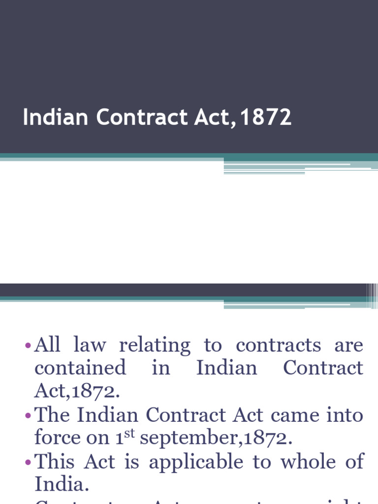 Indian Contract Act, 1872 | PDF | Assignment (Law) | Offer And Acceptance