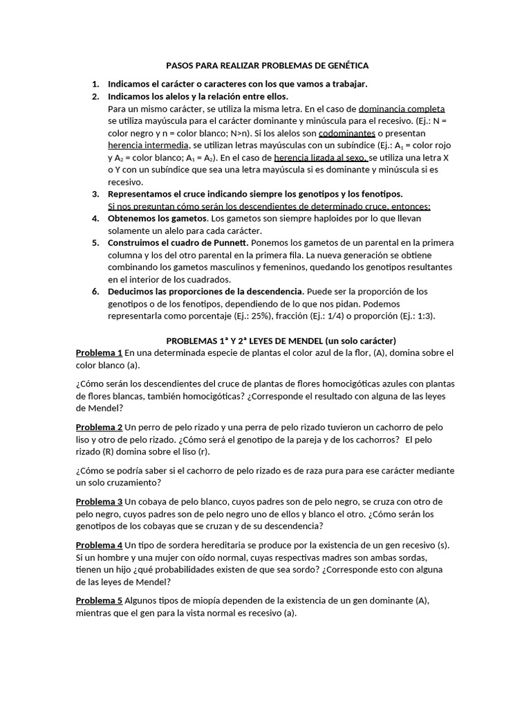 Problemas Resueltos de Genética Mendeliana | PDF | Dominancia (Genética ...