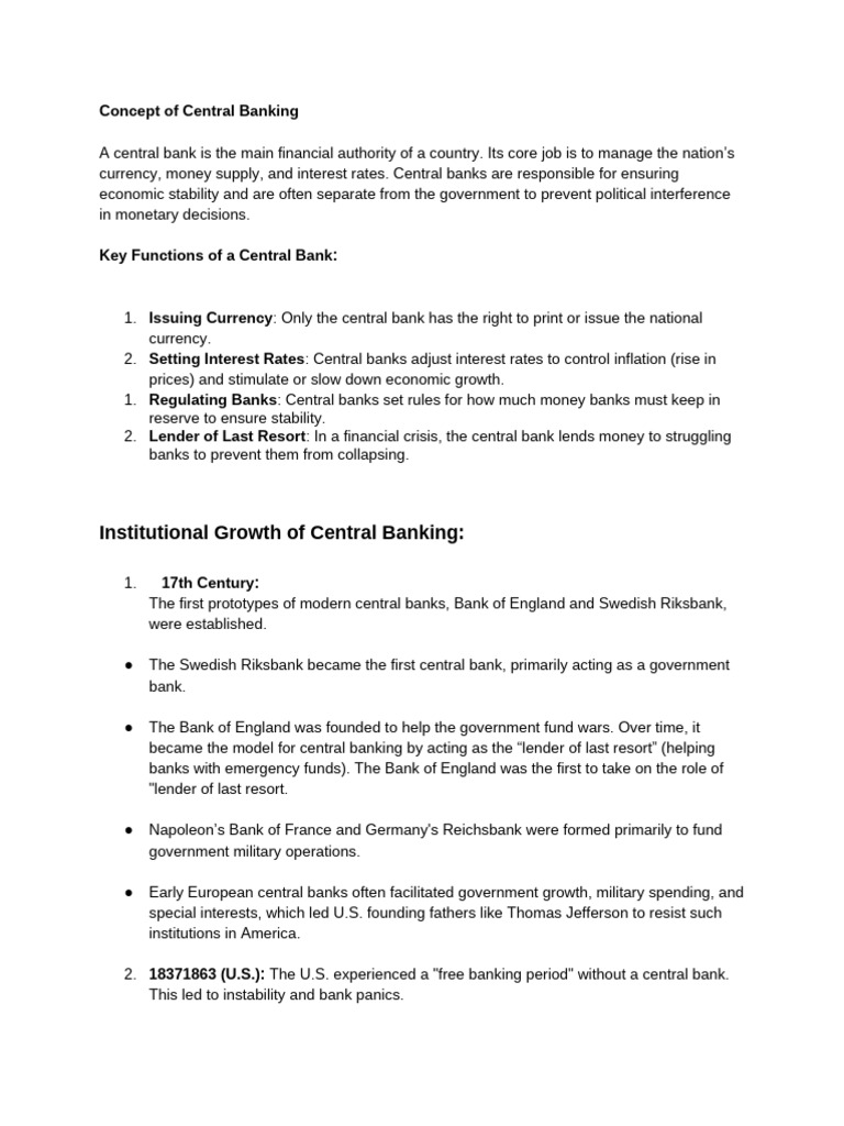 BBI 605 - Unit 1 - Unit 4 (Central Banking) | PDF | Fiscal Policy ...