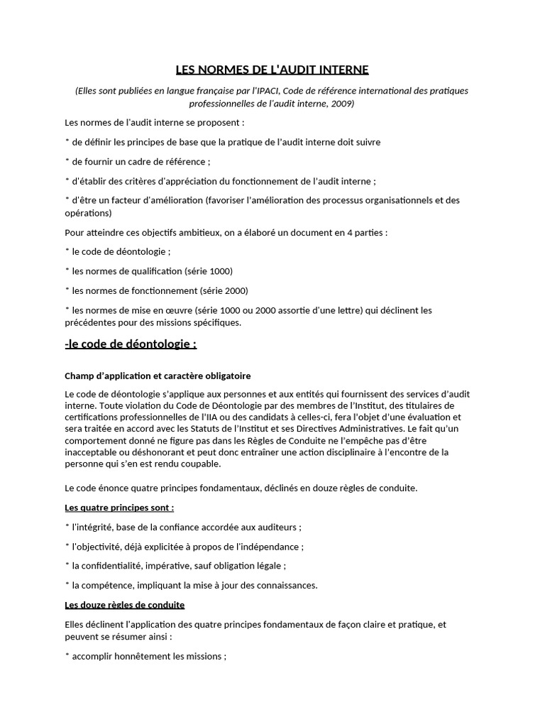 Les Normes de L'audit Interne | PDF | Audit | Audit interne