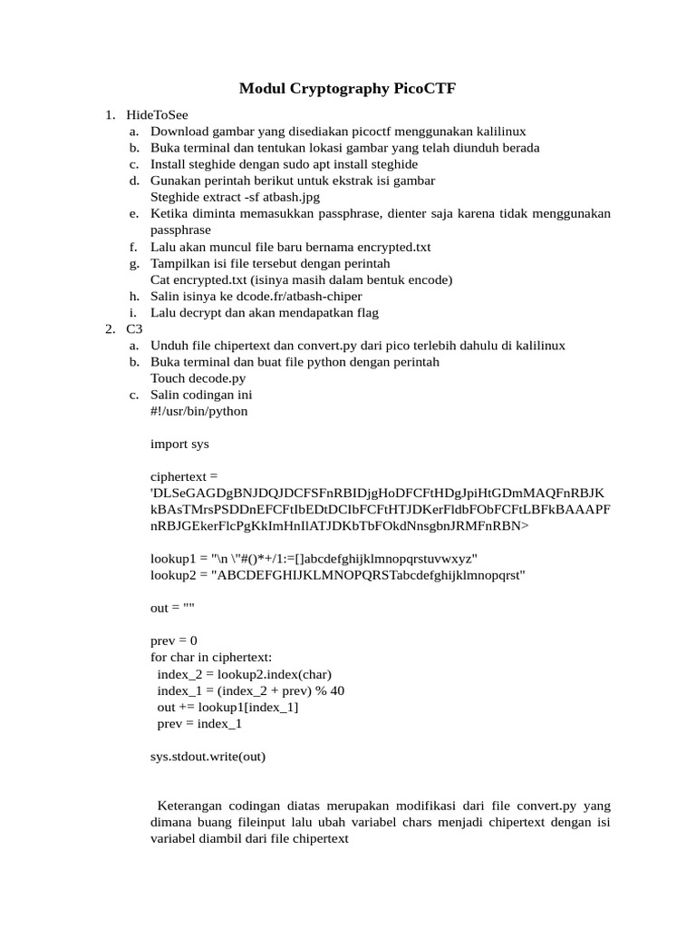 Modul Cryptography PicoCTF | PDF