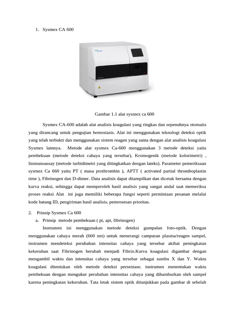 Panduan Sysmex CA-600 untuk Analisis Koagulasi | PDF