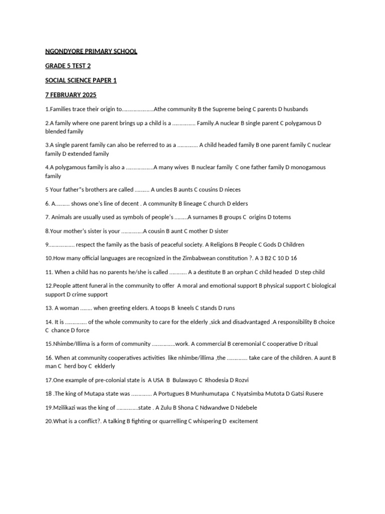 social sciences test 2 | PDF