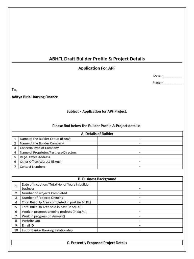 ABHFL Draft Builder Profile | PDF
