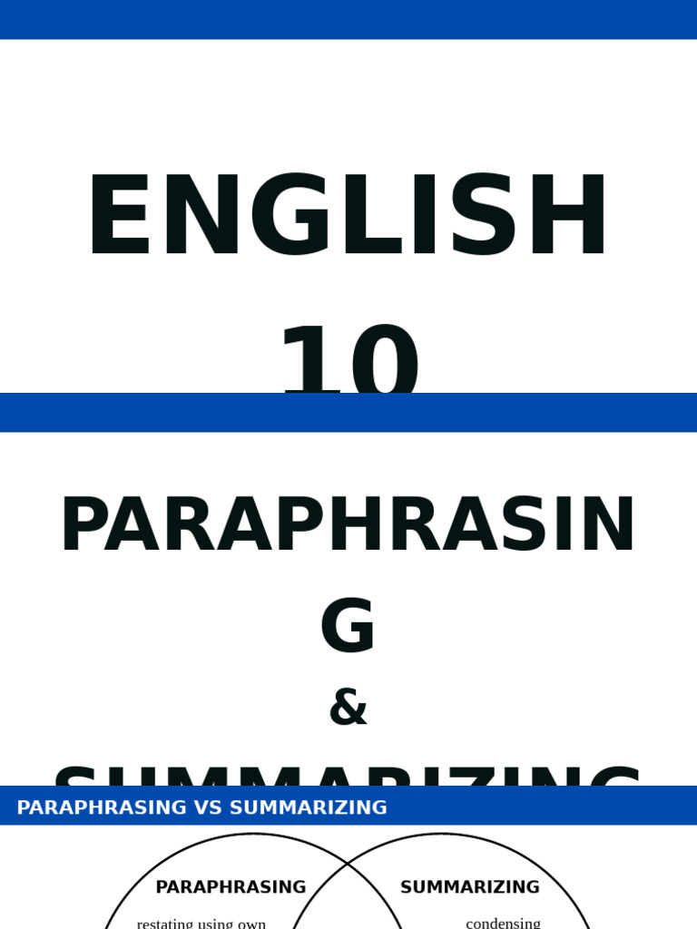 Paraphrasing vs Summarizing Guide | PDF | Food And Drink | Cooking