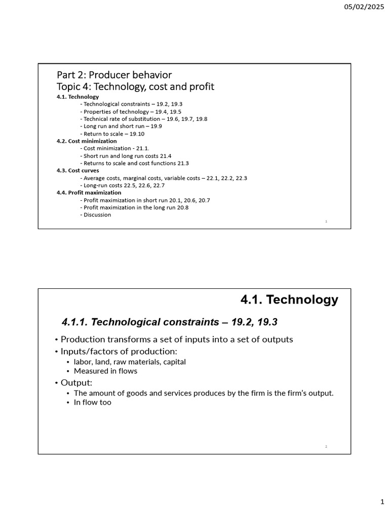 Topic 4 - Producer Behavior (2 Weeks) | PDF | Average Cost | Marginal Cost