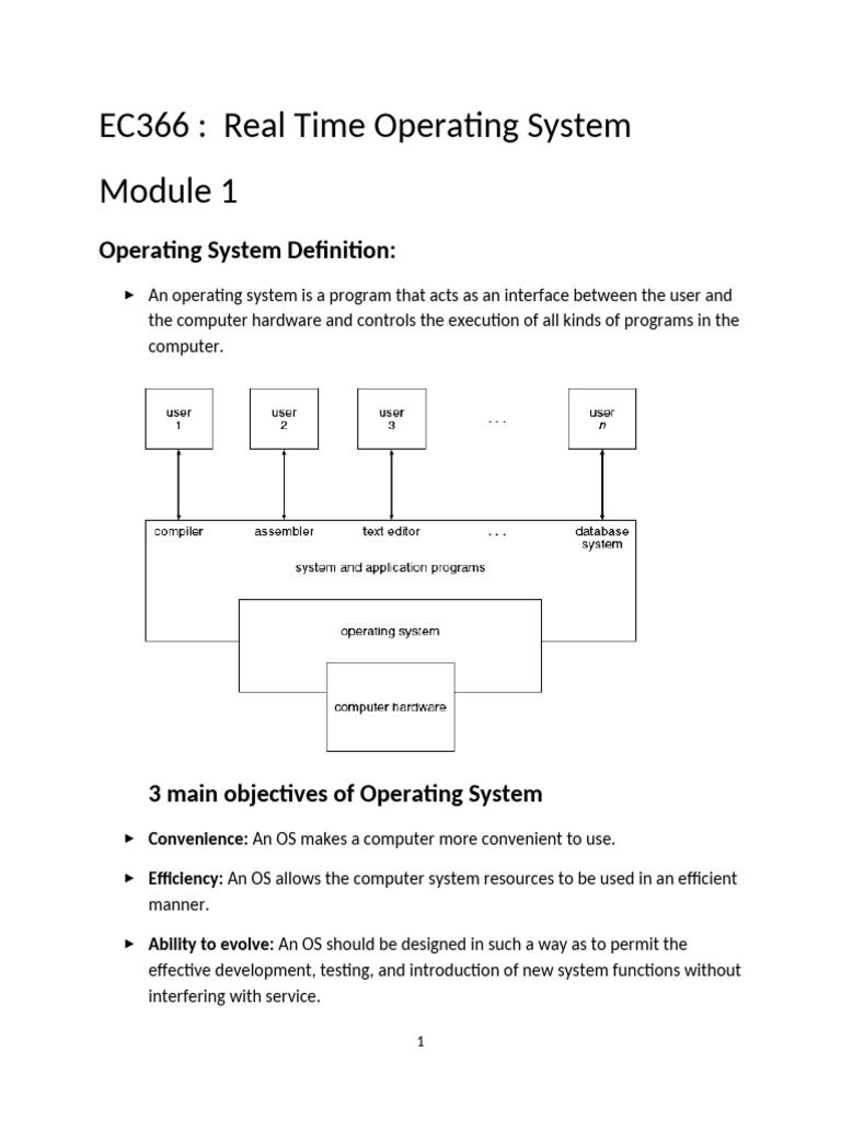 Mod1 - Real Time Operating System | PDF | Operating System | Kernel (Operating System)