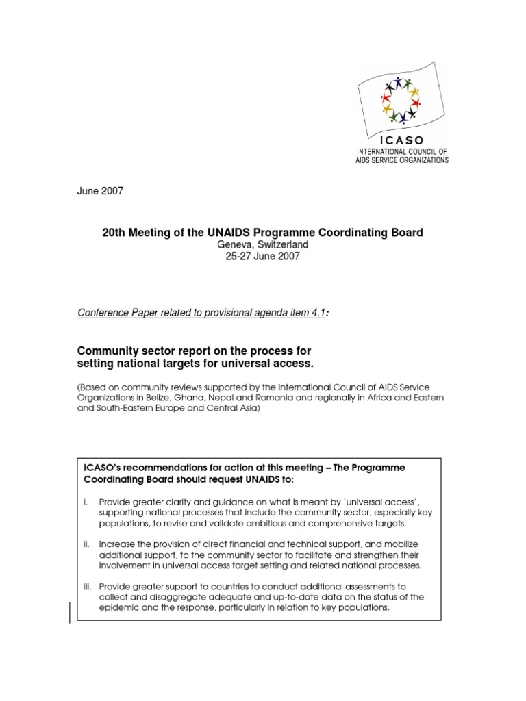 20th Meeting of The UNAIDS PCB - Conference Paper | PDF | Joint United ...