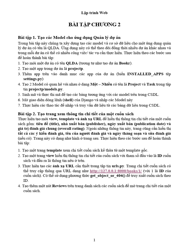 LTW - Bai Tap - Chuong 2 | PDF