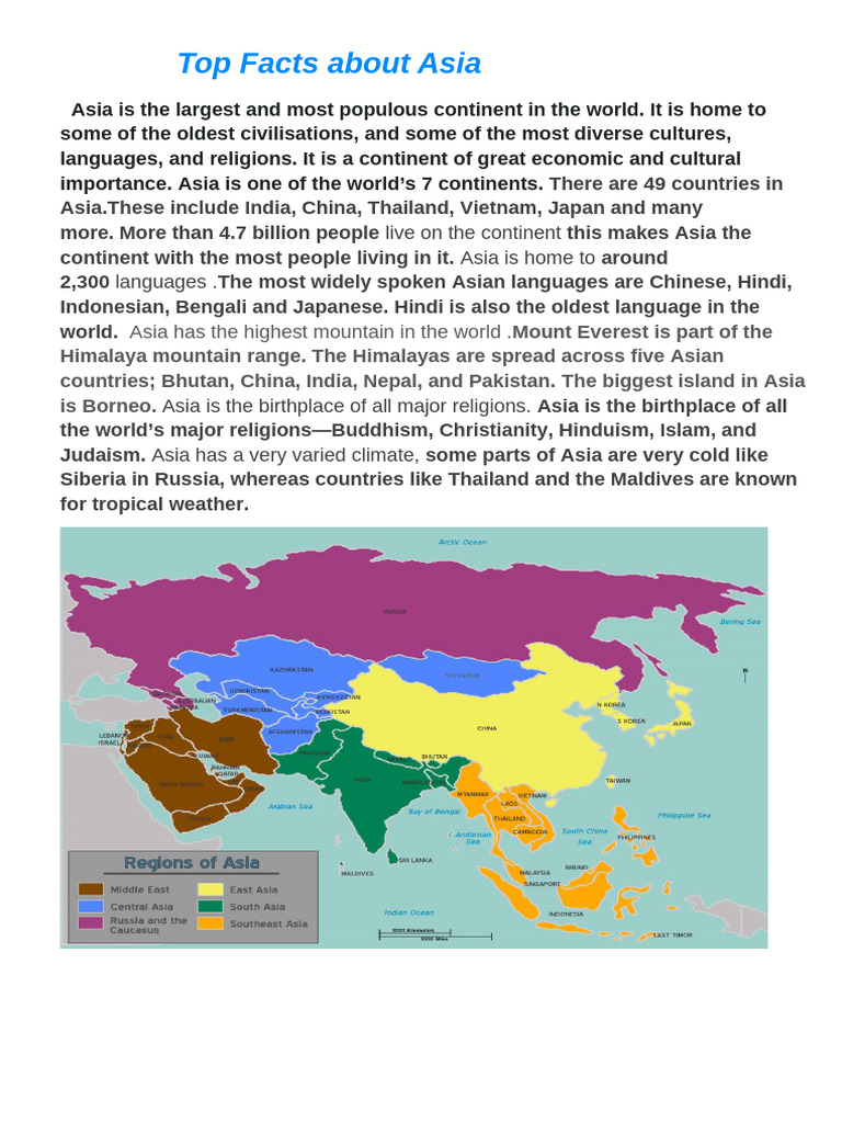 Top Facts About Asia | PDF
