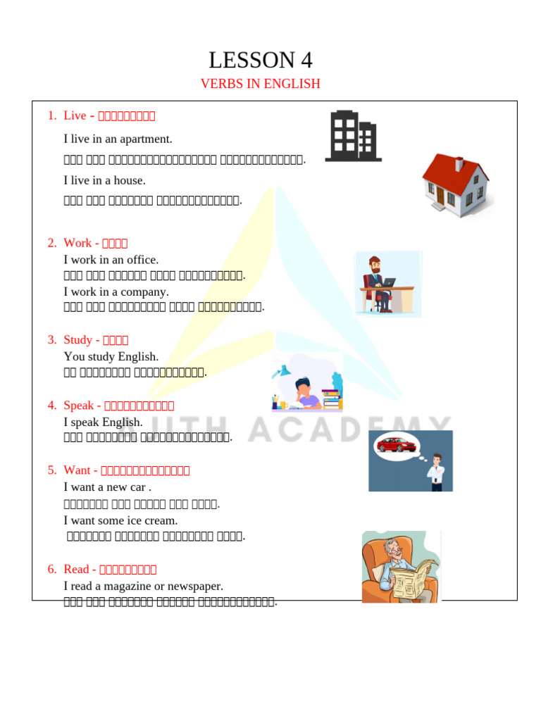 Lesson 4 - Verbs in English | PDF