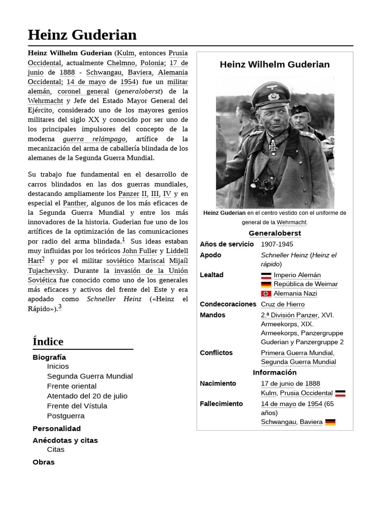 Biografía de Heinz Guderian: Estratega Militar | PDF | Guerra relámpago ...