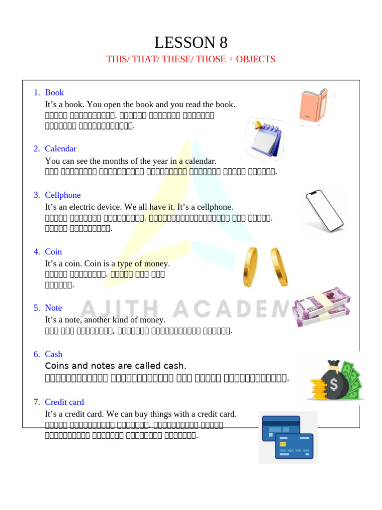 Lesson 8 This That These Those | PDF
