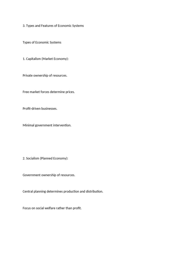 Economic Systems: Types and Features | PDF | Economics | Capitalism