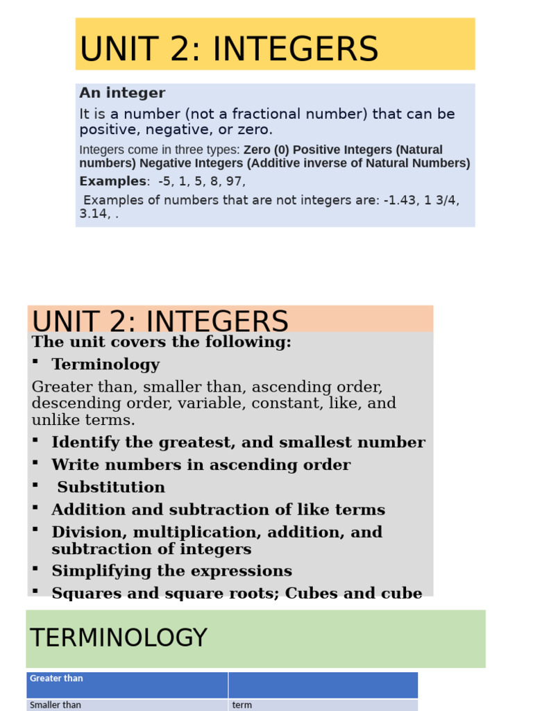 Mtbi 2503 Unit 2 Integers | PDF