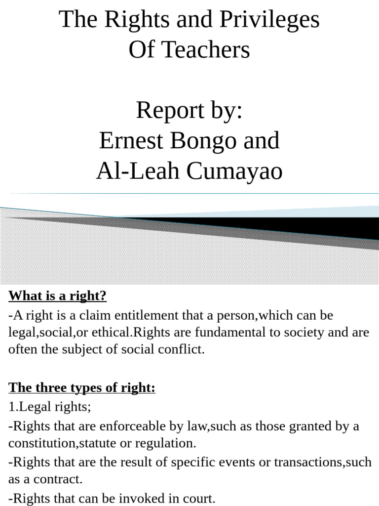 PED 5-Report Ernest Bongo | PDF | Rights | Teachers