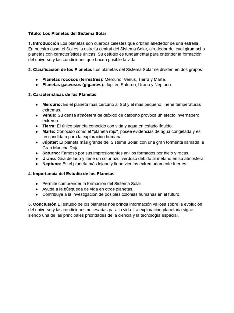 Proyecto Los Planetas | PDF