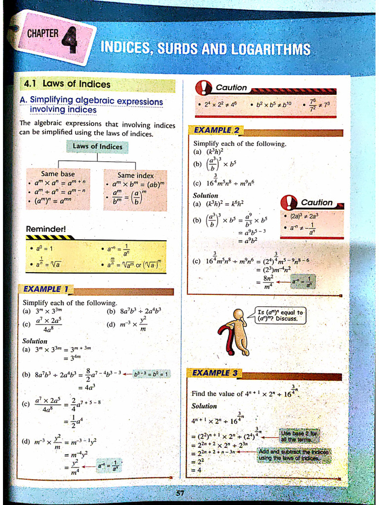 Form 4 Chapter 4 - Indices, Surds and Logarithm | PDF