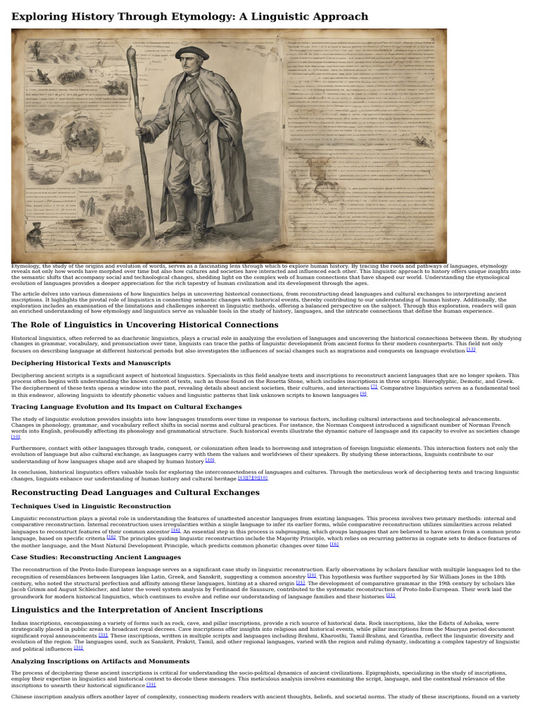 Exploring History Through Etymology - A Linguistic Approach | PDF ...
