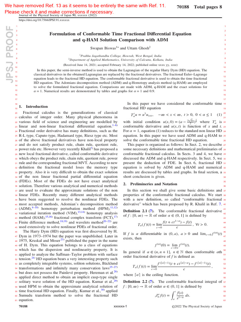 Conformable Time Fractional HD Equation | PDF | Nonlinear System ...
