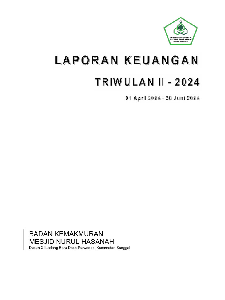 2- Laporan Kas BKM NH Triwulan II - 2024 | PDF