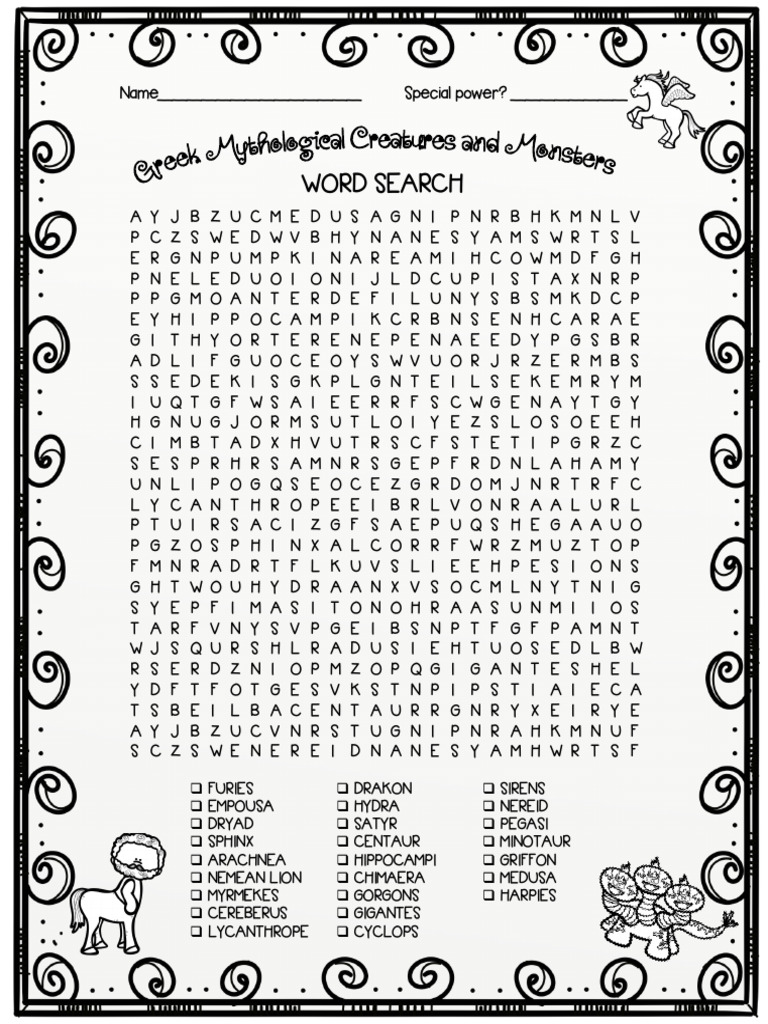 Word Search: Name - Special Power? | PDF | Greek Mythology